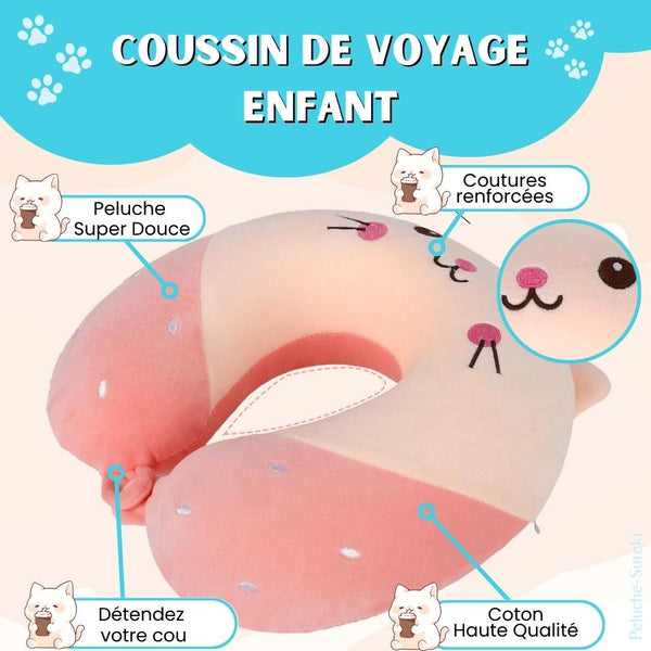Coussin Voiture Enfant - Coussin Nuque Chat Kawaii – Peluche Suteki