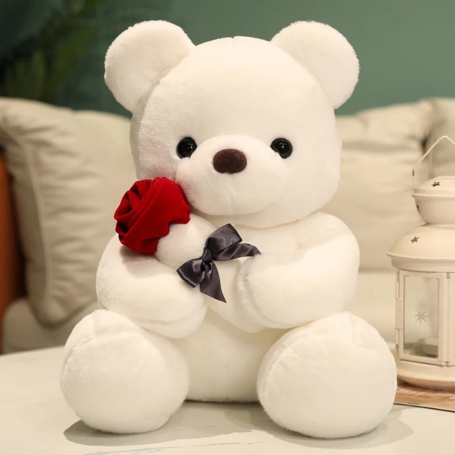 Nounours Amour Romantique avec Rose – Peluche Suteki